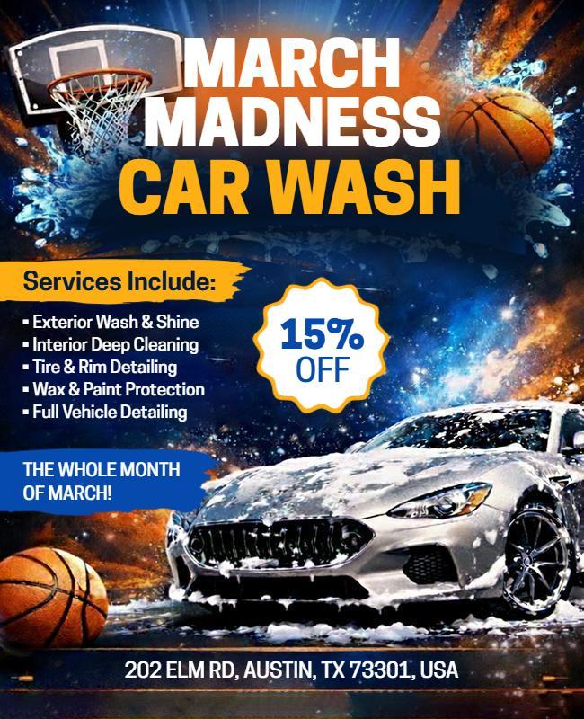 March Madness Basketball Car Wash Flyer Template
