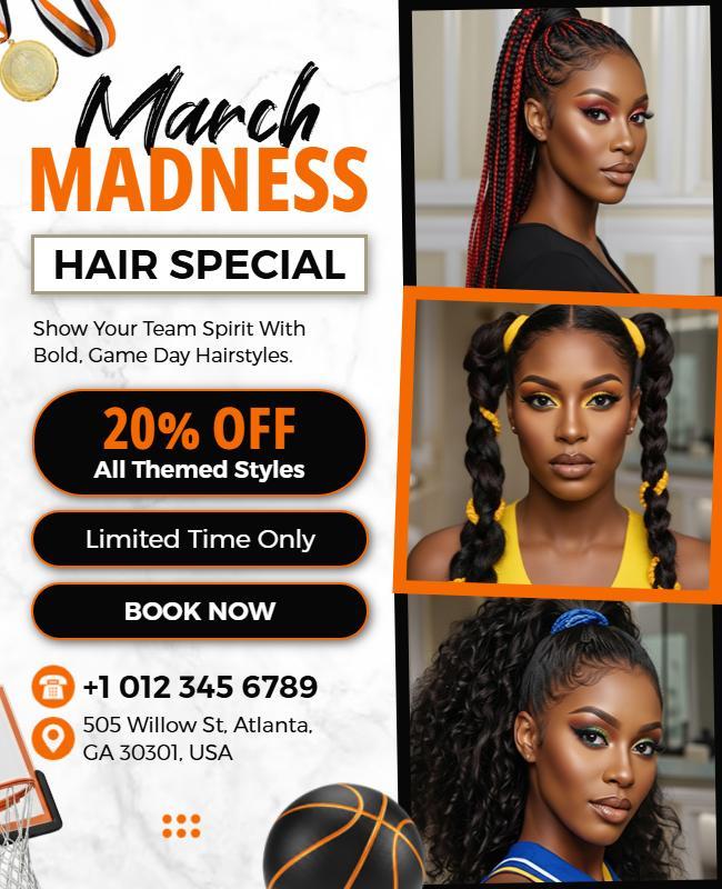 March Madness Hairstyle Promotion Flyer Template