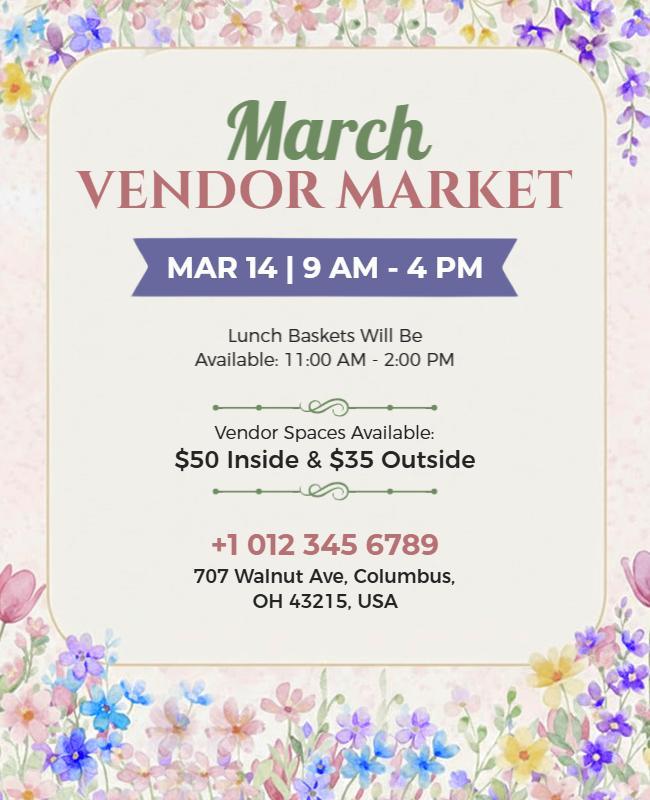 March Vendor Market Event Flyer Template