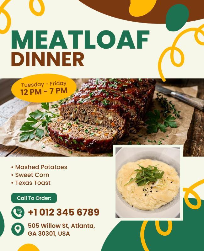 Meatloaf Dinner Promotion Poster Template
