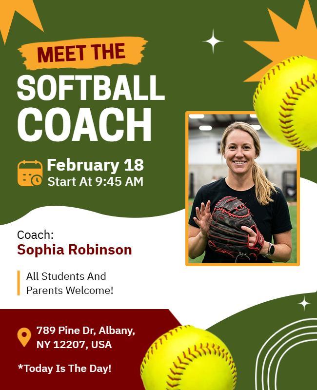 Meet the Softball Coach Event Flyer Template