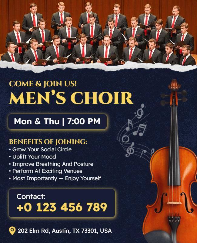Men's Choir Performance Invitation Flyer Template