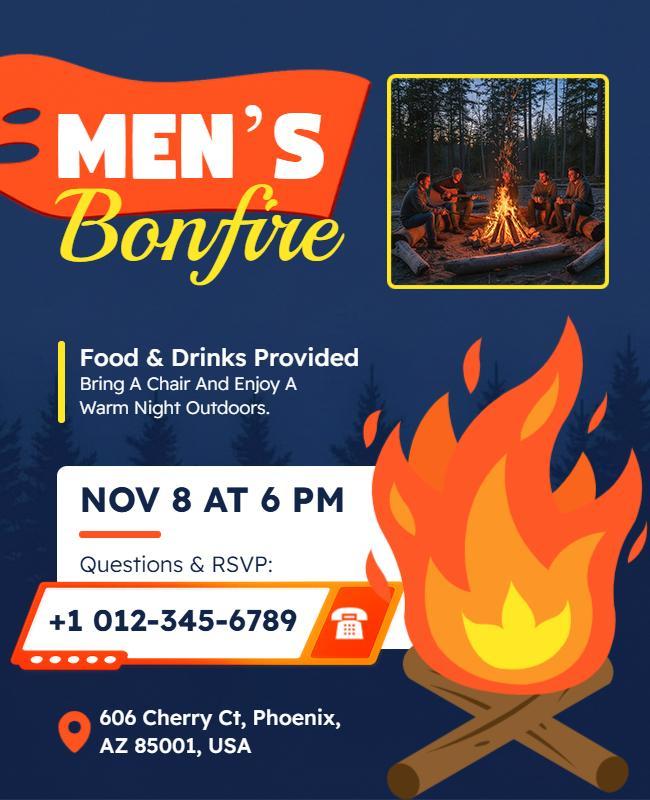 Men's Outdoor Bonfire Event Flyer Template