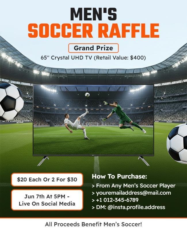 Men's Soccer Raffle with Grand Prize TV Giveaway Flyer Template