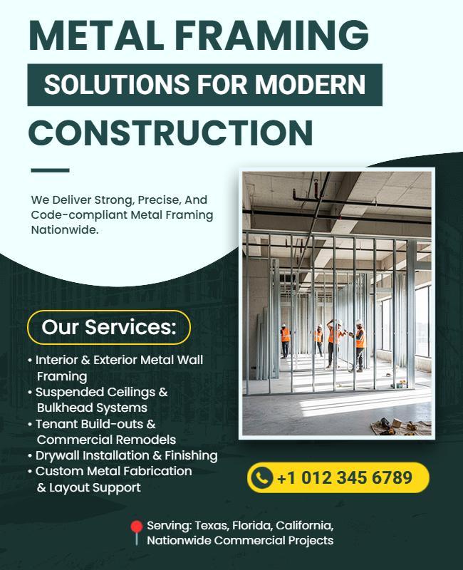 Metal Framing Construction Services Flyer Template
