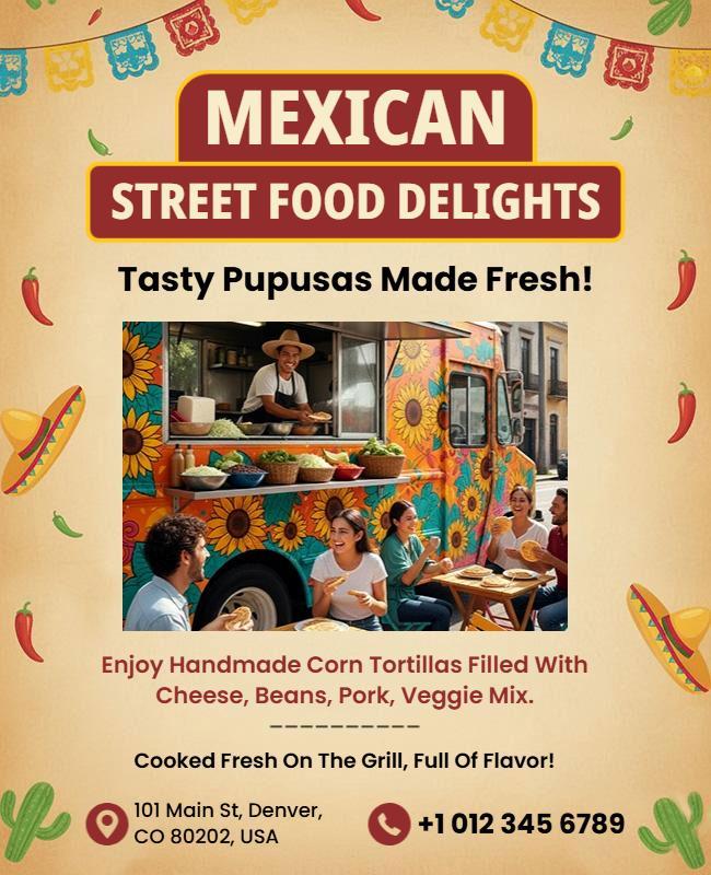 Mexican Food Street Vendor Pupusas Flyer Template