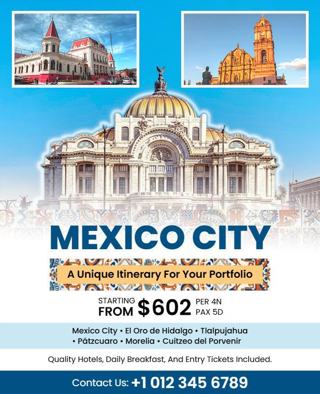 Mexico City Travel Tour Package Flyer Template