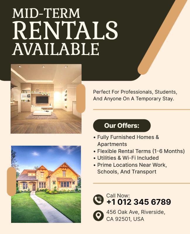 Mid-Term Rental Housing Availability Flyer Template