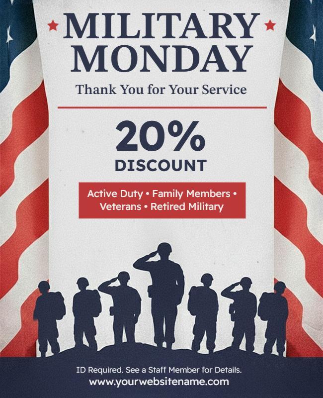 Military Monday Appreciation Discount Event Flyer Template
