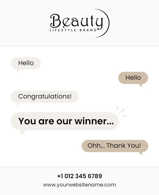 Minimalist Elegant Beauty Contest Congratulations Poster Template