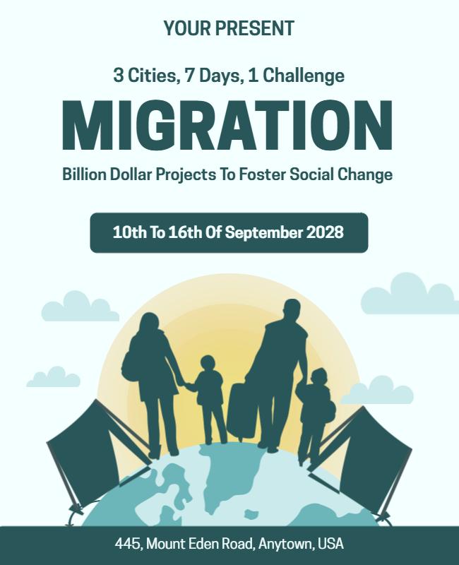 Minimalist Green Migration Social Challenge Event Poster Template