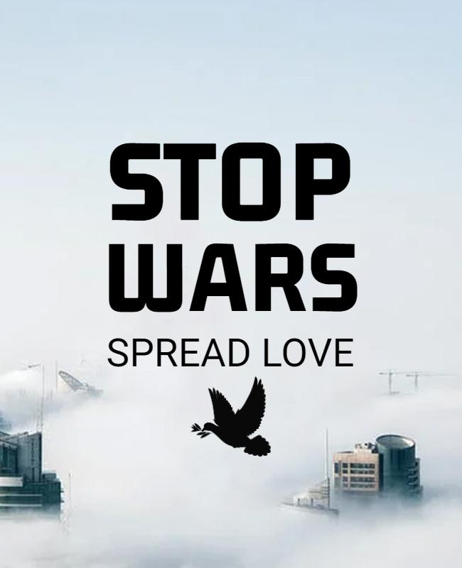 Minimalist Grey Anti-War Love Message Poster Template