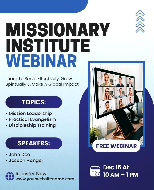 Missionary Institute Free Webinar Educational Flyer Template