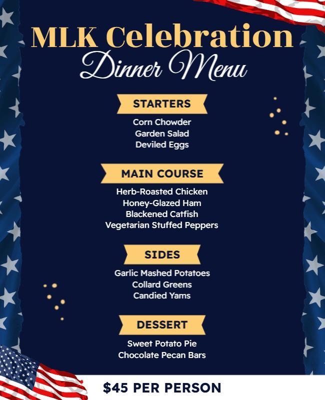 MLK Celebration Dinner Menu Flyer Template