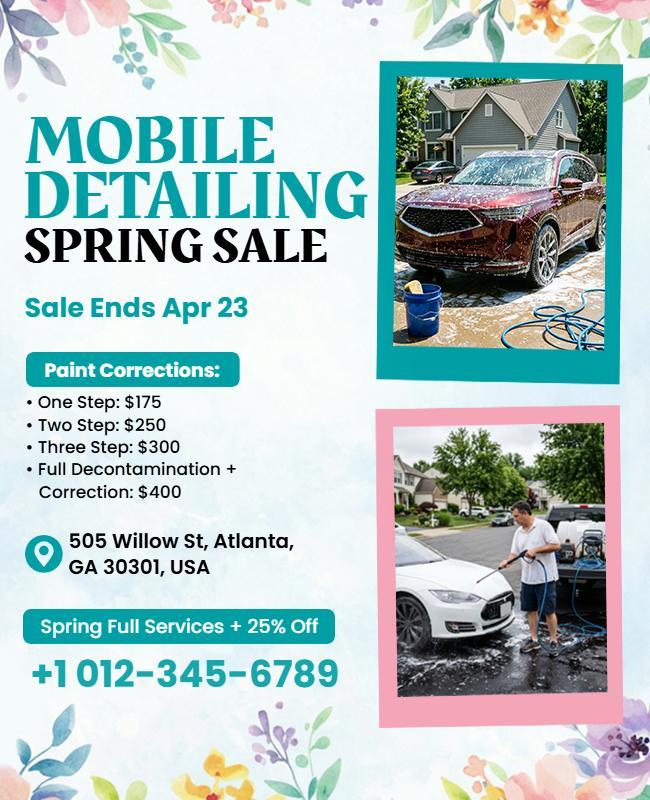 Mobile Car Detailing Spring Sale Flyer Template