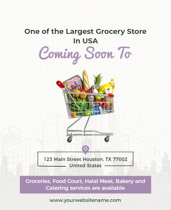 Modern Announcement for Upcoming Grocery Store Opening Poster Template