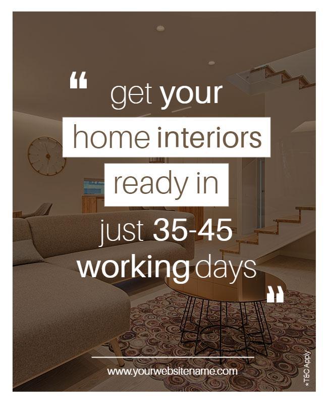 Modern Beige Home Interiors Makeover Promotion Poster Template