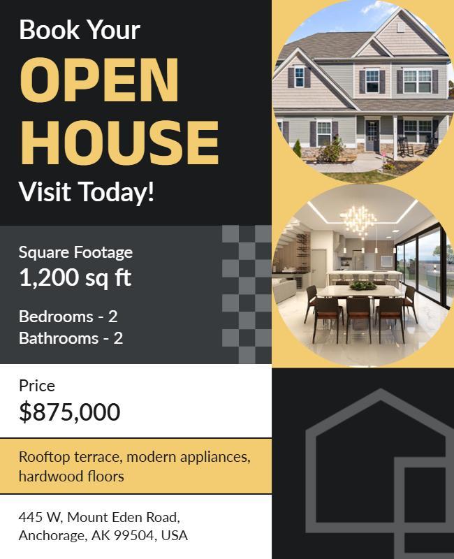 Modern Black and Gold Open House Flyer Template