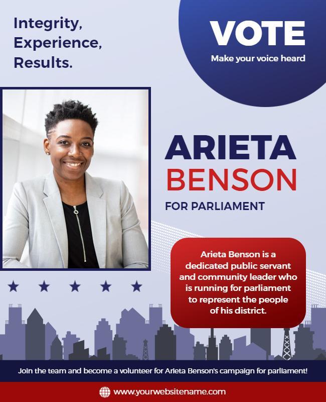Modern Blue Campaign for Public Office Election Poster Template