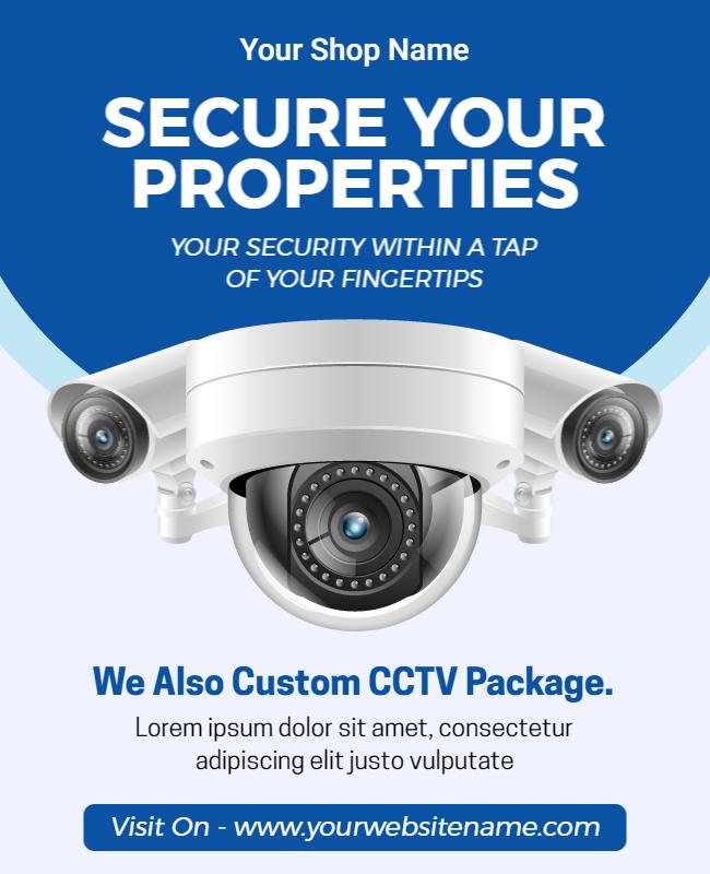 Modern Blue CCTV Security Service Promotion Poster Template