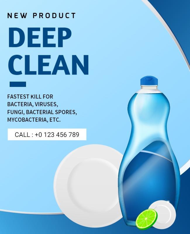 Modern Blue Deep Clean Product Advertisement Poster Template