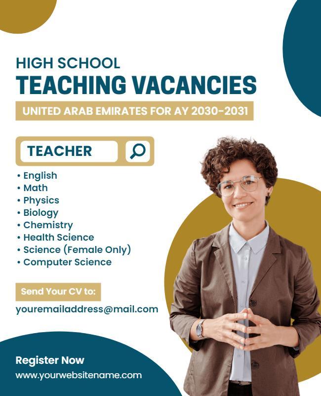Modern Blue Educational Job Openings in UAE Poster Template