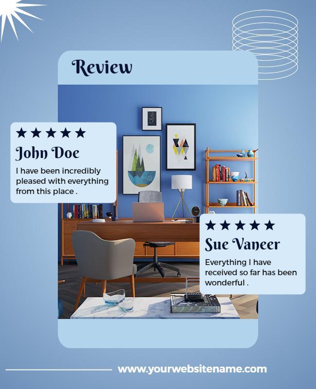 Modern Blue Home Office Review Feedback Poster Template