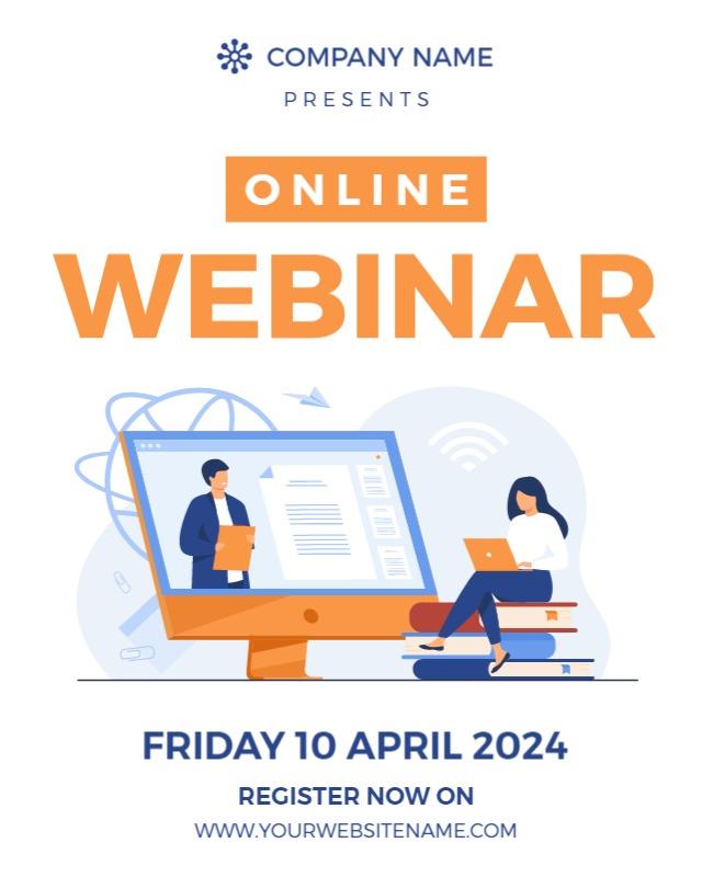 Modern Blue Illustrated Online Webinar Poster Template