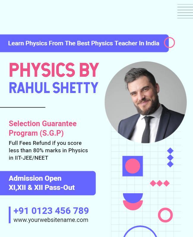 Modern Blue Physics Teaching Promotion Poster Template