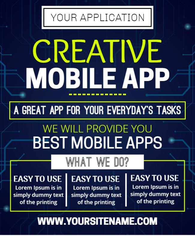 Modern Blue Technology Mobile App Advertisement Poster Template