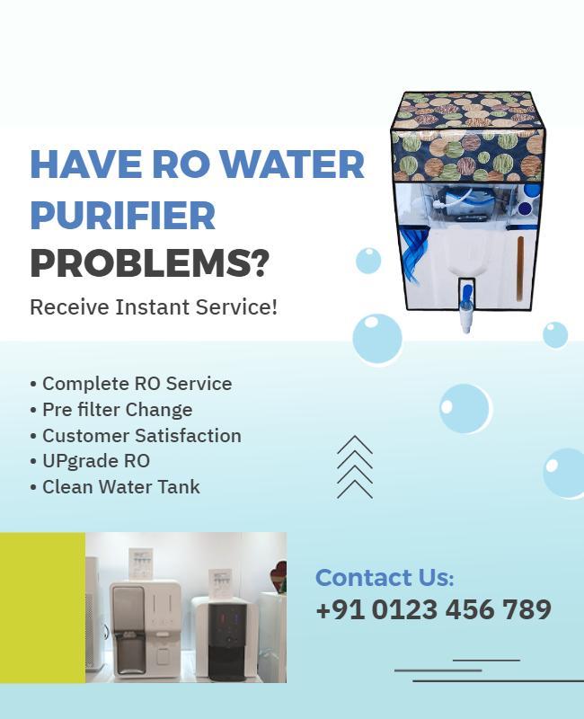 Modern Blue Water Purifier Service Advertisement Poster Template