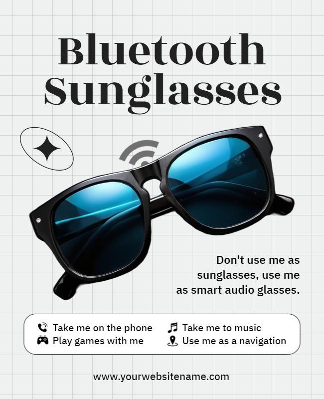 Modern Bluetooth Sunglasses Tech Product Poster Template