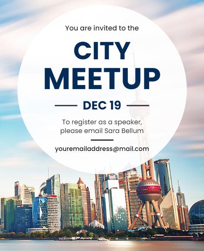 Modern Circular City Meetup Invitation Poster Template