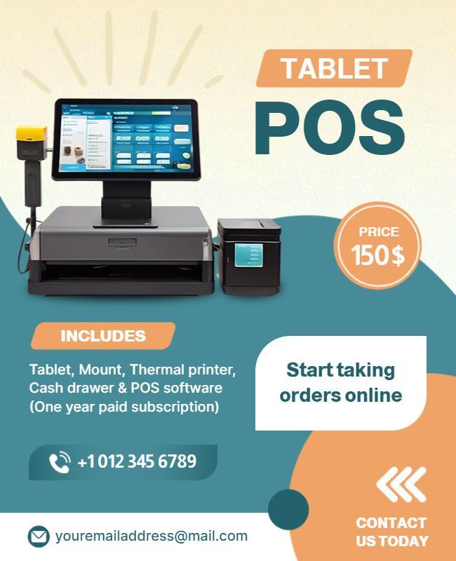 Modern Digital Tablet POS System Promotion Poster Template