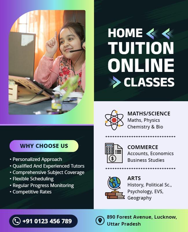 Modern Educational Online Tuition Classes Promotion Poster Template