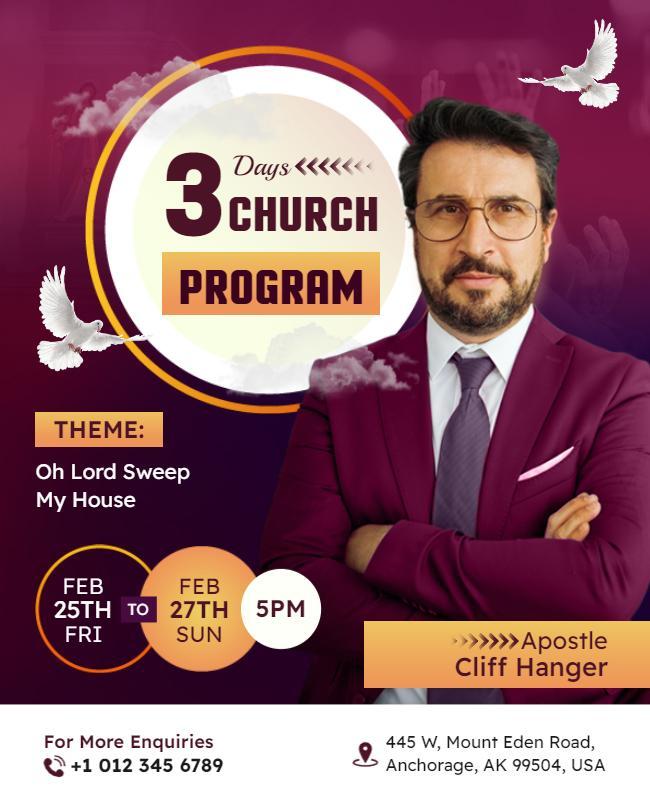 Modern Elegant Church Program with Dove Motif Poster Template