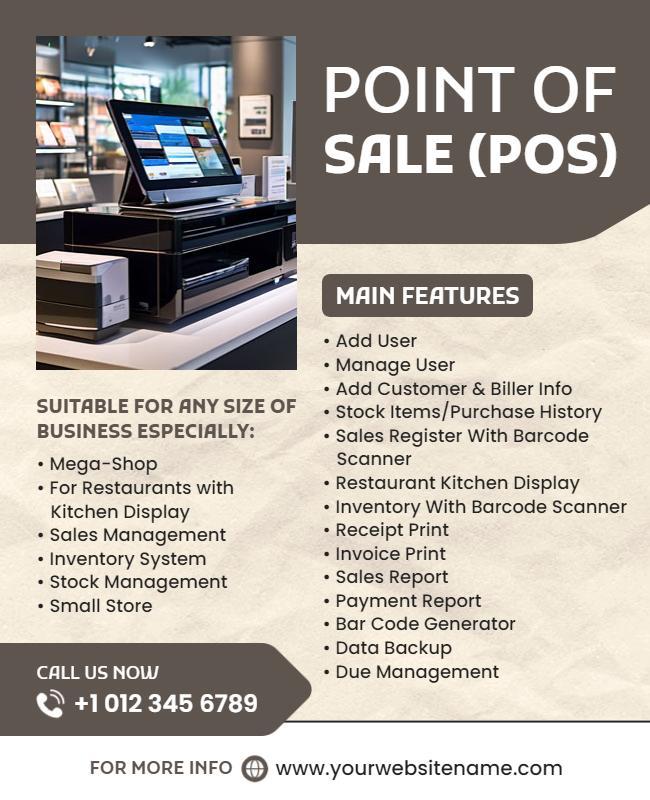 Modern Gray Point of Sale System Features Poster Template