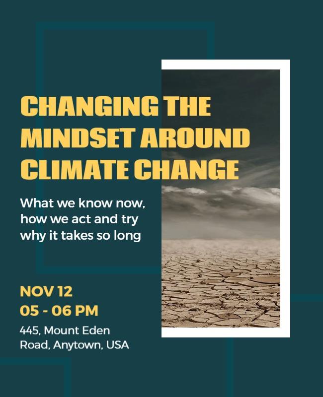 Modern Green Climate Change Awareness Event Poster Template