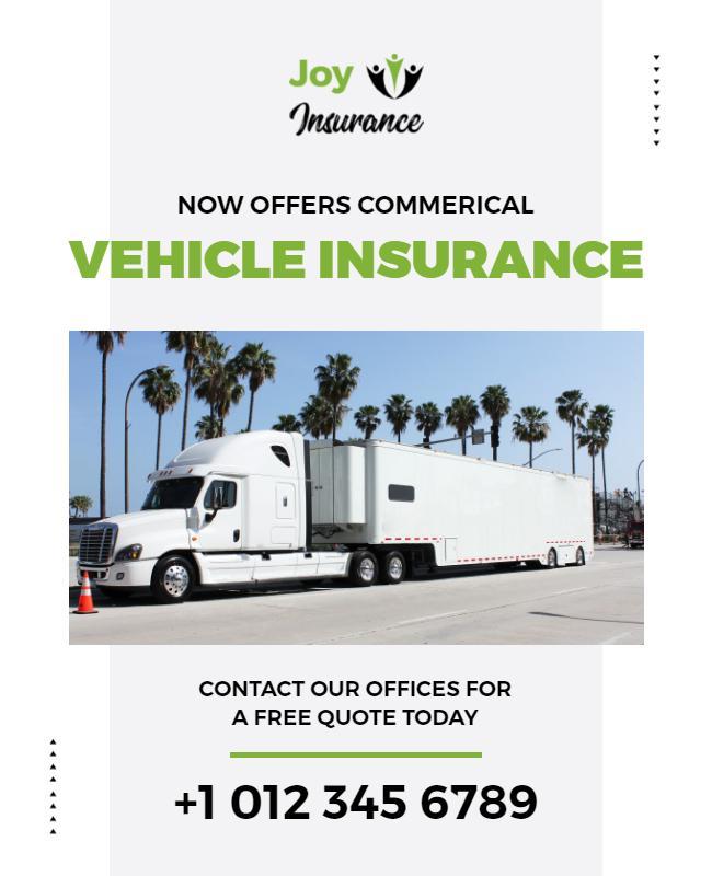 Modern Green Commercial Vehicle Insurance Offer Poster Template