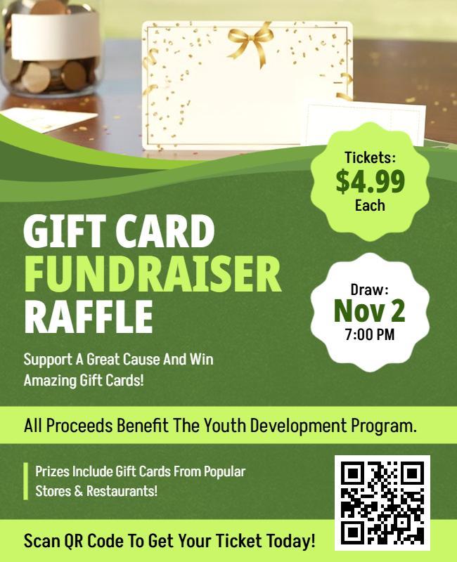 Modern Green Gift Card Fundraiser Raffle Flyer Template