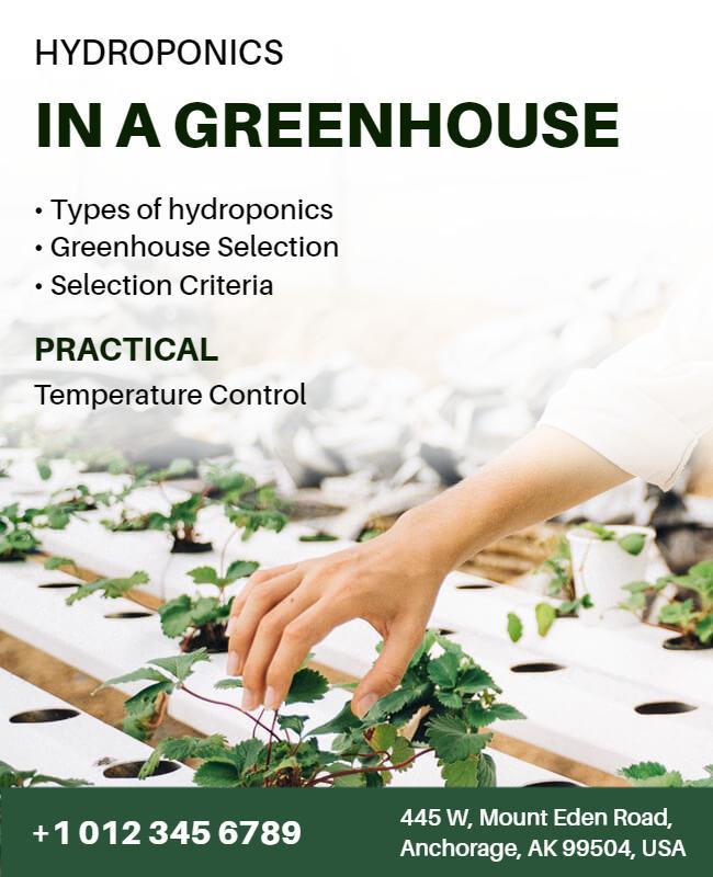 Modern Green Hydroponics Greenhouse Guide Poster Template