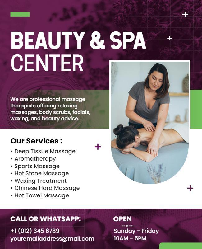 Modern Green Spa & Beauty Services Promotion Poster Template