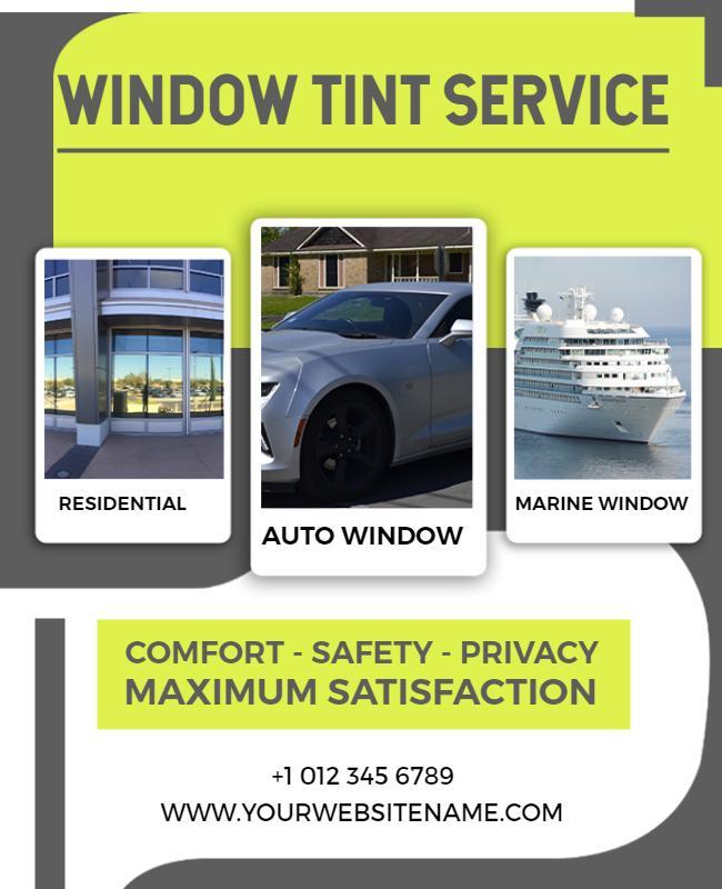 Modern Green Window Tint Service with Auto Residential Focus Poster ...