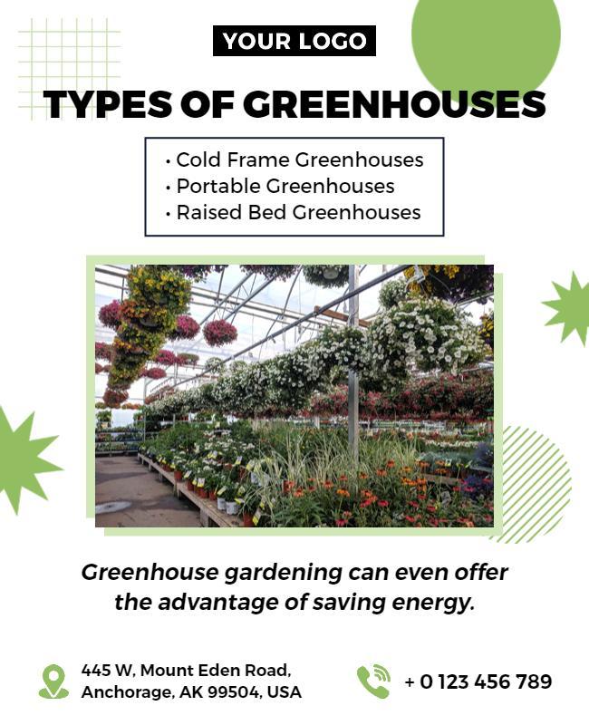 Modern Greenhouse Gardening Information Guide Poster Template