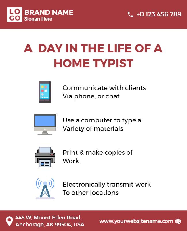 Modern Home Typist Lifestyle Work Activities Poster Template