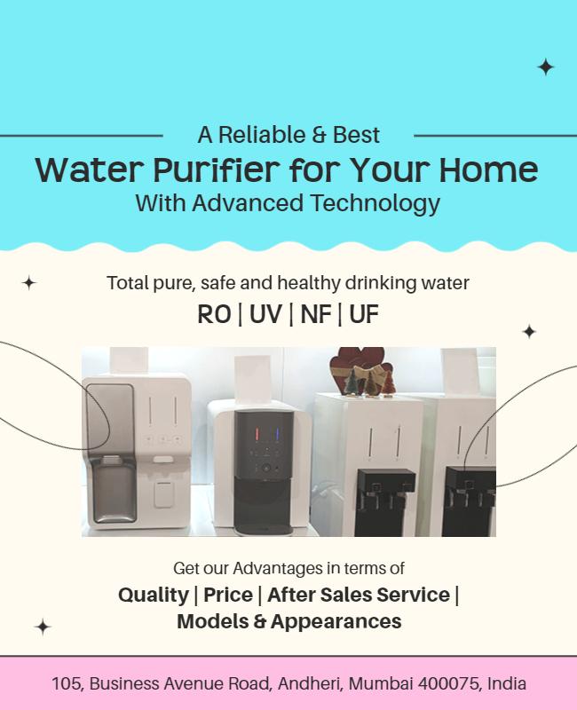 Modern Light Blue Water Purifier Home Technology Poster Template