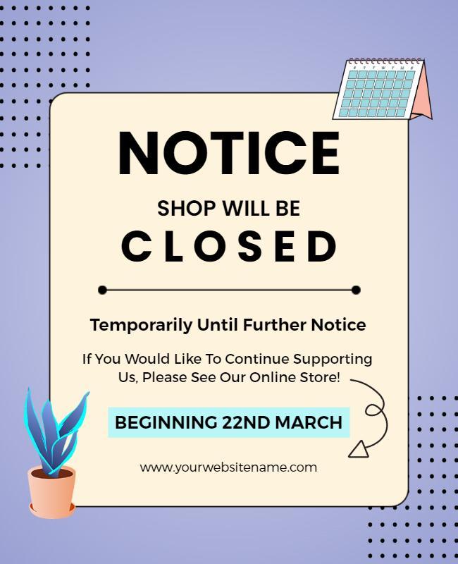 Modern Minimalist Closure Announcement Notice Poster Template