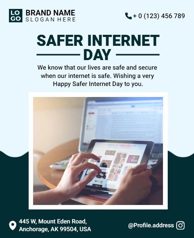 Modern Minimalist Safer Internet Day Awareness Poster Template