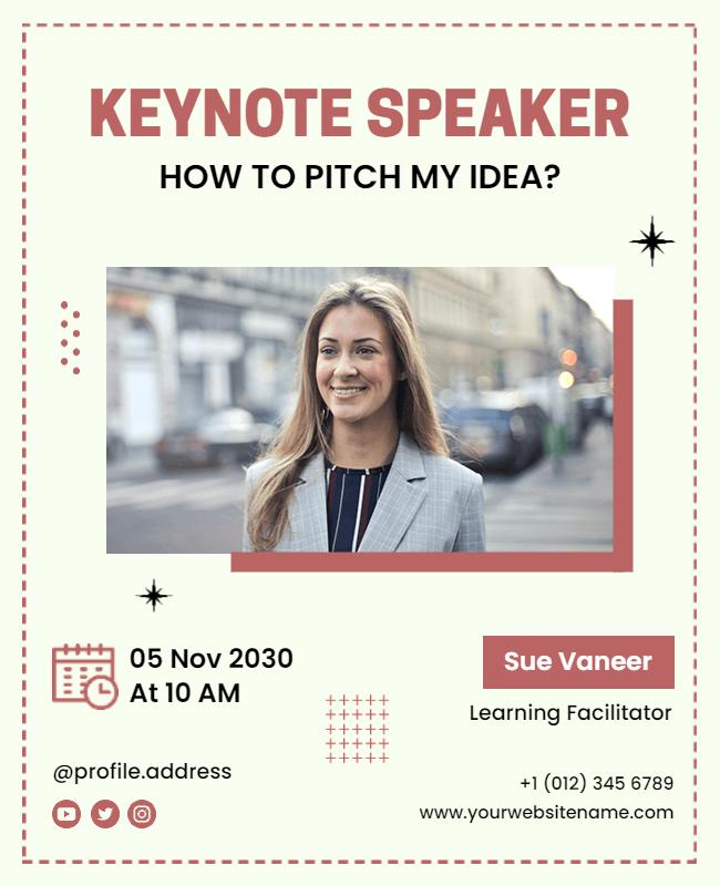 Modern Professional Keynote Speaker Event Poster Template