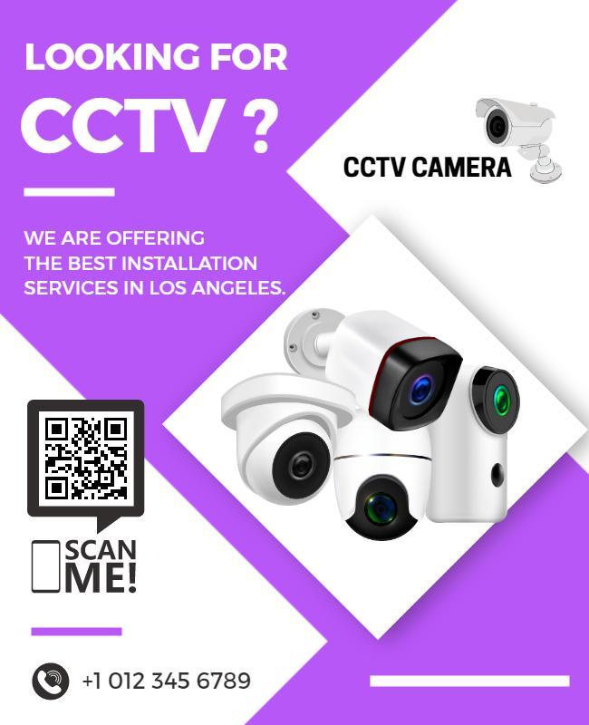 Modern Purple CCTV Installation Services Poster Template